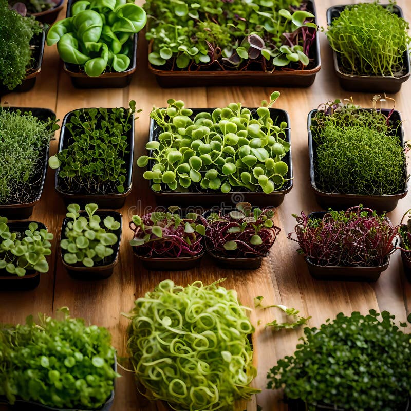 Variety of Micro Greens - Ai Generated Image Stock Illustration ...