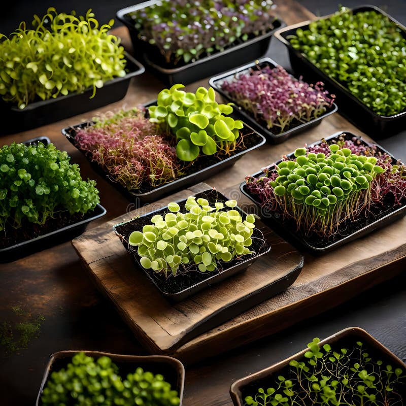 Variety of Micro Greens - Ai Generated Image Stock Illustration ...