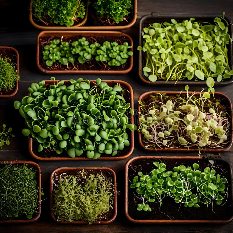 Variety of Micro Greens - Ai Generated Image Stock Illustration ...