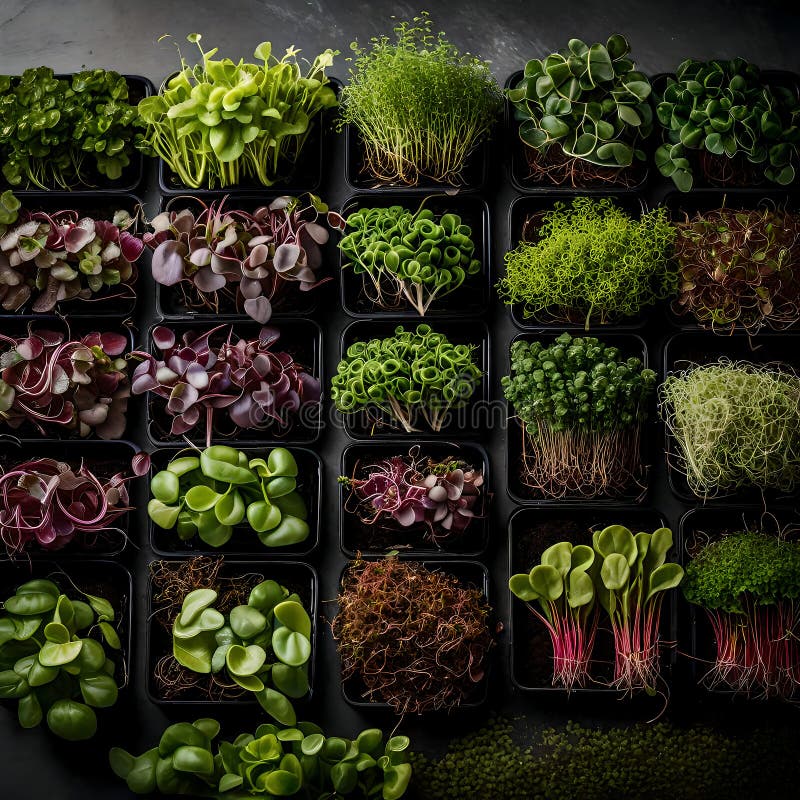 Variety of Micro Greens - Ai Generated Image Stock Illustration ...