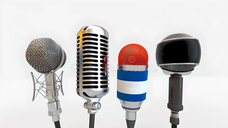 Variety of Microphones Displayed Side by Side for Comparison. Studio ...