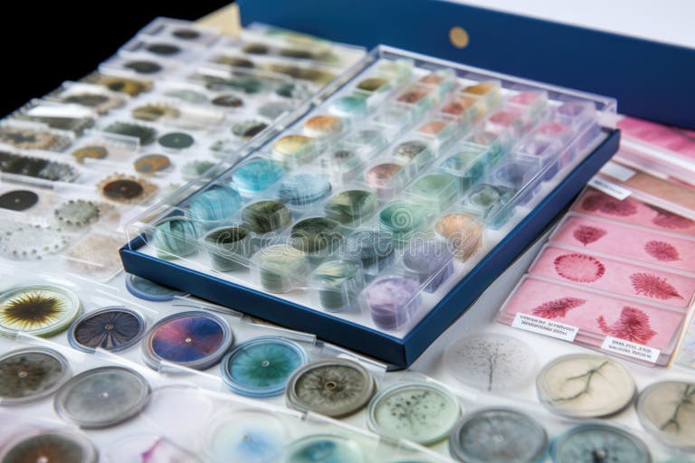 Variety of Microscope Slides Featuring Different Types of Cells and ...