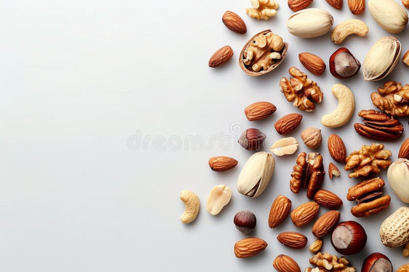 Mixed Nuts Forming Healthy Border White Background Stock Photos - Free ...