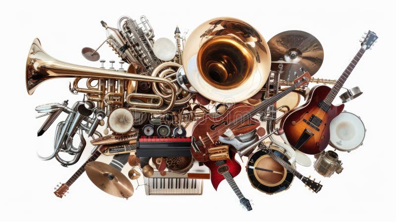 A Variety of Musical Instruments are Shown in a Large Pile AIG535 Stock ...