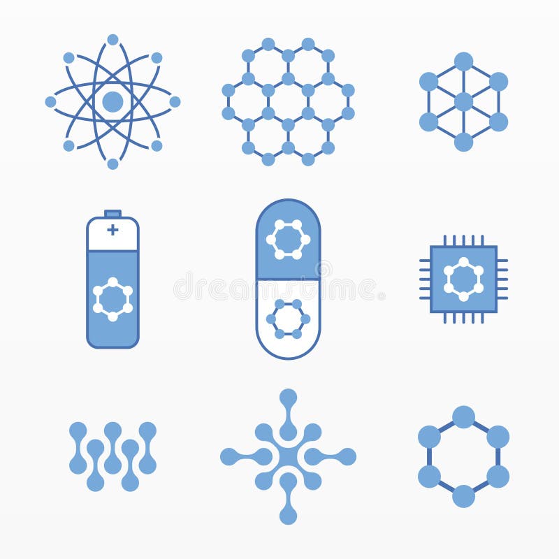 Variety of Nanotechnology Elements Set Stock Vector - Illustration of ...