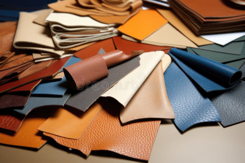 Variety of Natural Leather Samples with Care Labels Stock Illustration ...