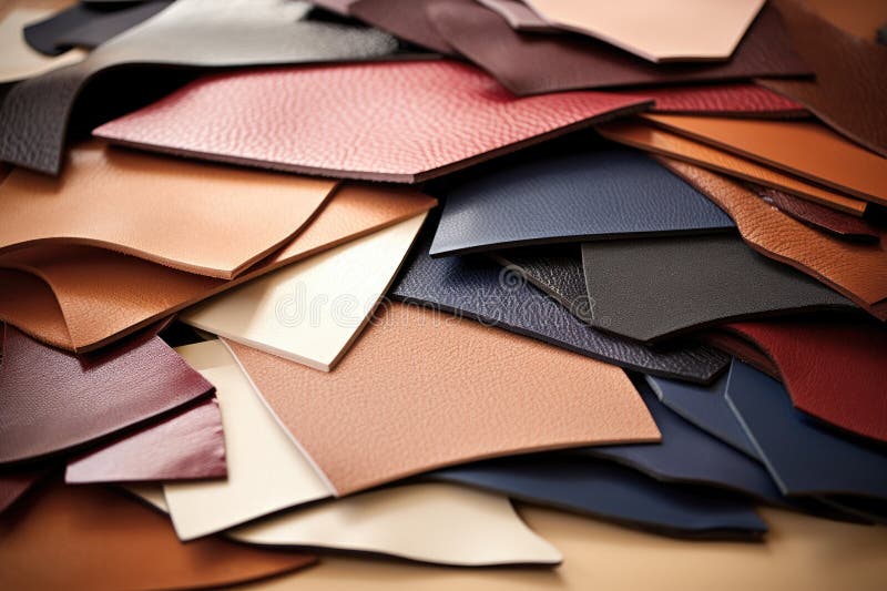 Variety of Natural Leather Samples with Care Labels Stock Illustration ...
