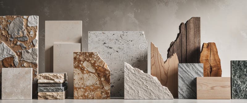 Variety of Natural Stone and Wood Samples. Stock Image - Image of demos ...