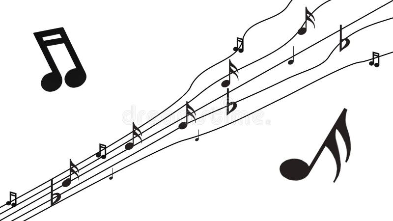 A Variety of Notes Running through the Curved Sheet Music. Music ...