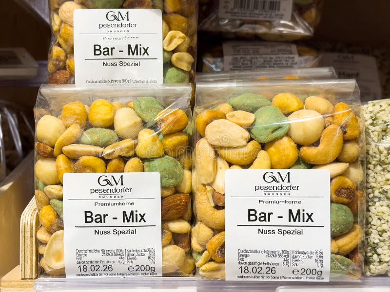 Variety Nut Mix Display on Store Shelf with Premium Packaging Editorial ...