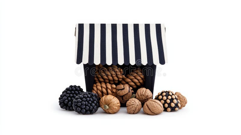 Variety of Nuts and Blackberries Spilling from a Small Market Stall ...