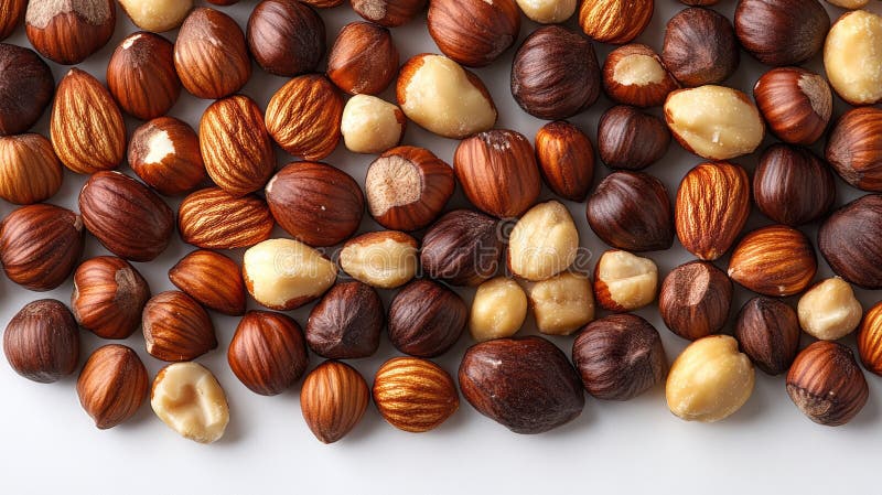 Various Types of Nuts Spread Out on a Light Surface Showing Their ...