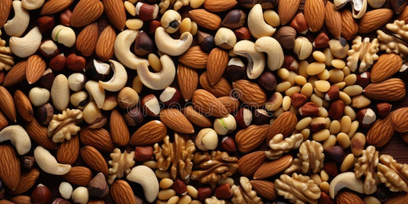 A Variety of Nuts and Nuts Mixture Placed on a Table. Suitable for Food ...