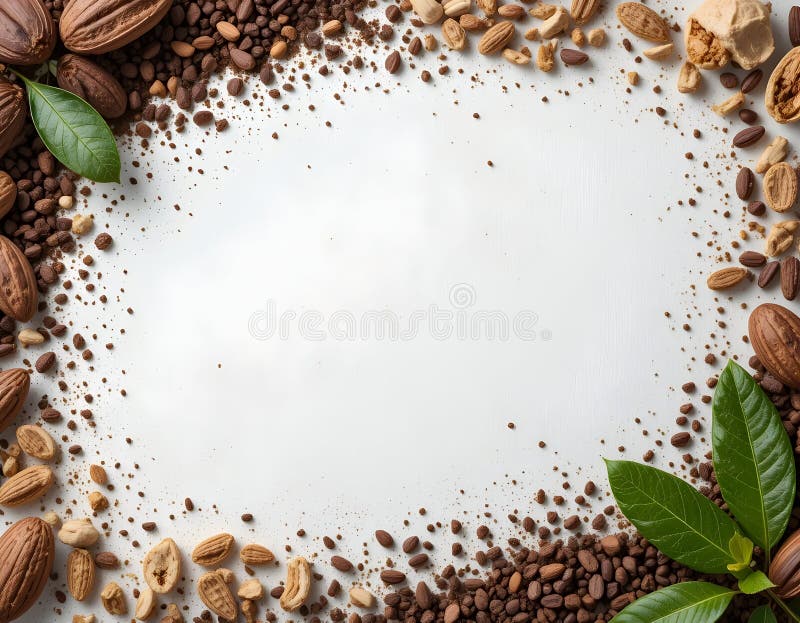 Variety of Nuts and Seeds Frame White Background Stock Photo - Image of ...