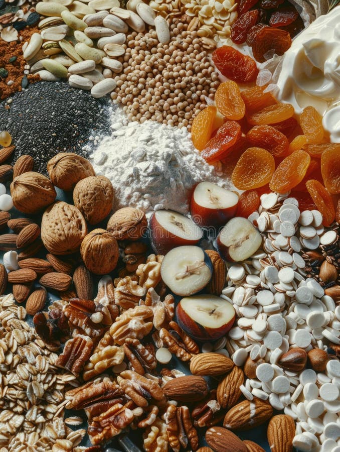 A Variety of Nuts and Seeds are Spread Out on a Table Stock Image ...