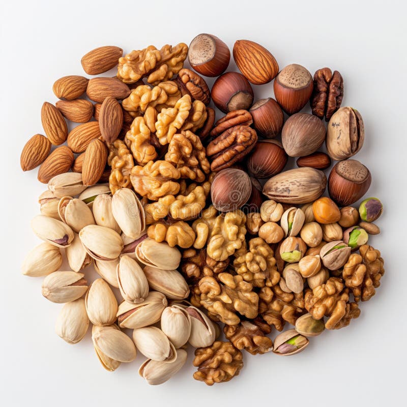 Variety Nuts Seeds Spread Out White Background Stock Photos - Free ...