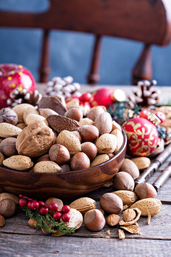 Variety of Nuts with Shells in a Bowl Stock Photo - Image of nuts ...
