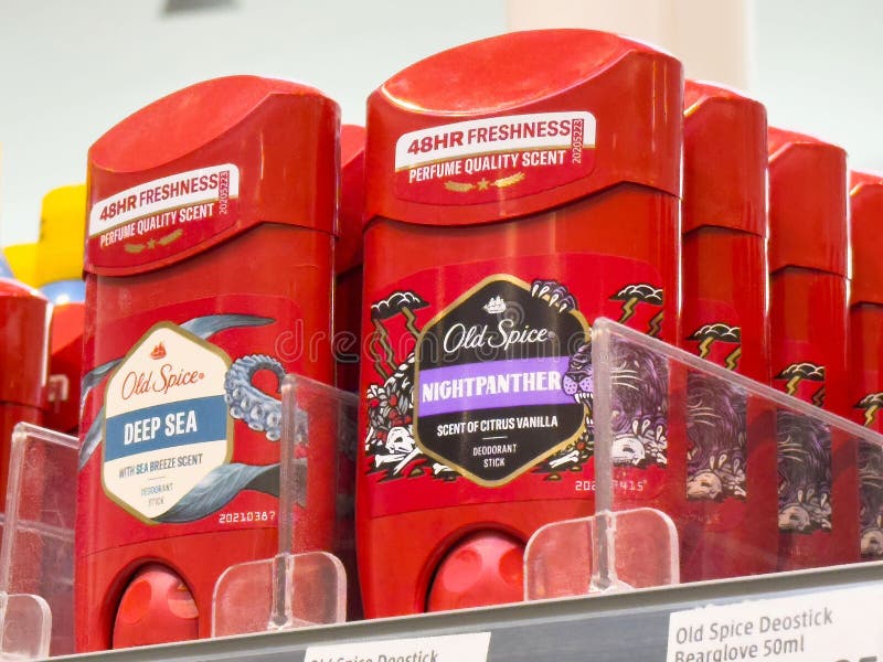 Variety of Old Spice Deodorant Sticks on Store Shelf Editorial Stock ...