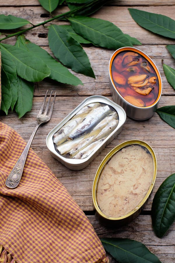 Variety of Open Canning Cans Stock Photo - Image of products, nutrition ...