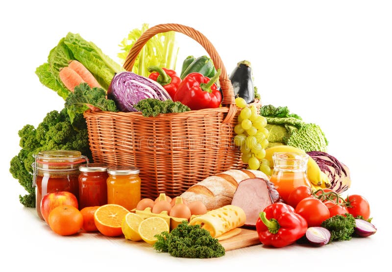 Variety of Organic Grocery Products on White Stock Image - Image of ...