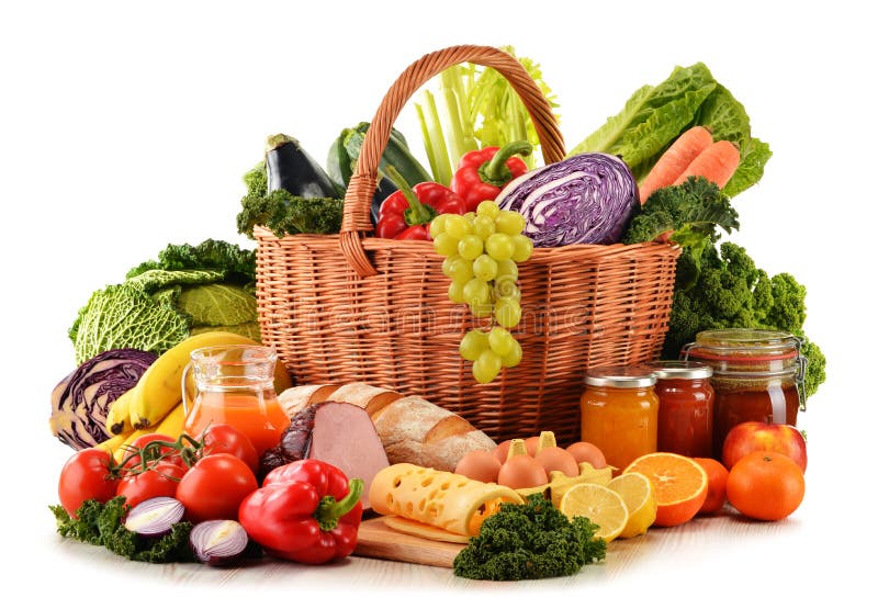 Variety of Organic Grocery Products on White Stock Photo - Image of ...