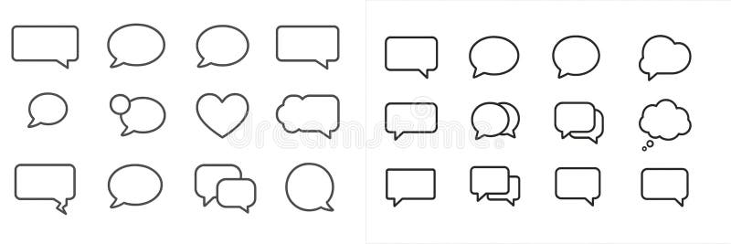 Variety of Outline Speech Bubbles Suitable for Graphic Design and ...