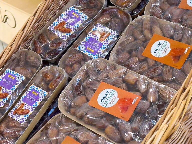 Variety of Packaged Dates in Market Display Editorial Photography ...