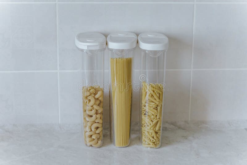 A Variety of Pasta in Containers Cans. the Concept of Zero Waste ...