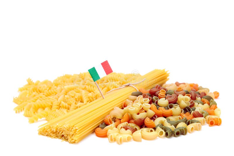 Pasta with Italian Flag on White Background Stock Photo - Image of ...