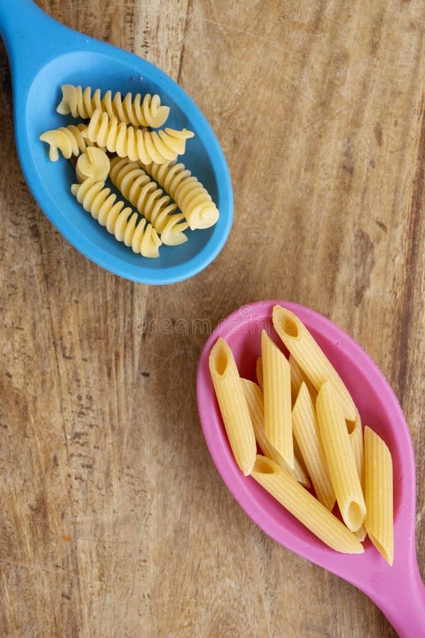 Variety of Pasta and Kitchen Ladles Stock Image - Image of rigatoni ...