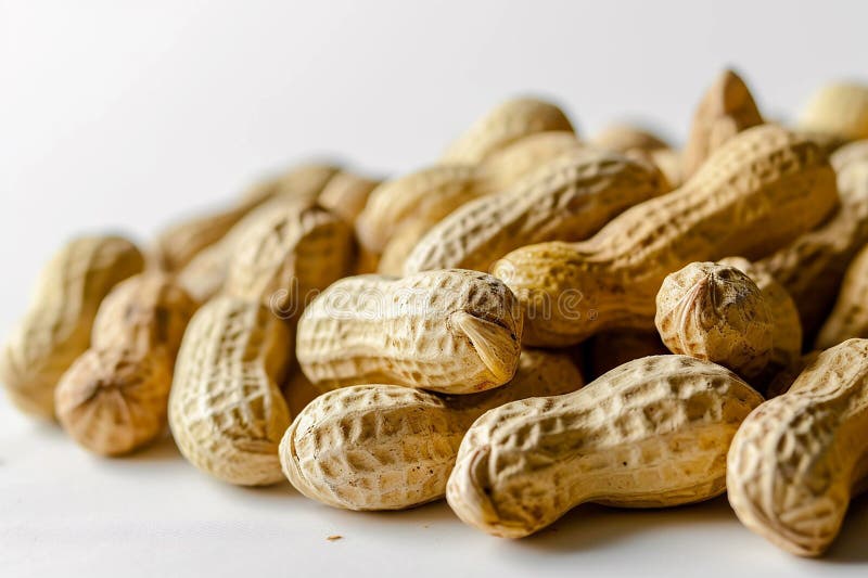 Variety of Peanut Compositions: Close-Up on White Background Stock ...