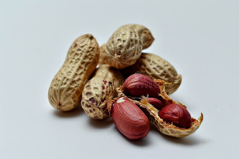 Variety of Peanut Compositions: Close-Up on White Background Stock ...