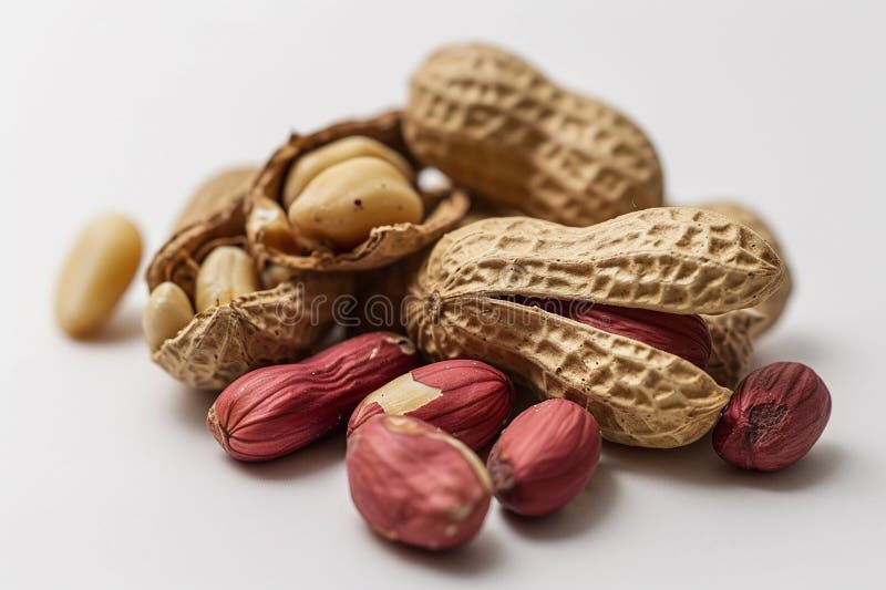 Variety of Peanut Compositions: Close-Up on White Background Stock ...