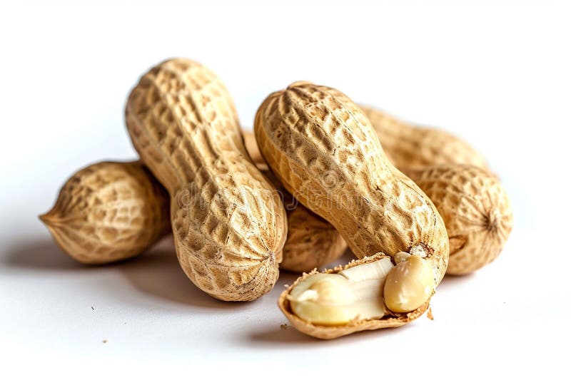 Variety of Peanut Compositions: Close-Up on White Background Stock ...