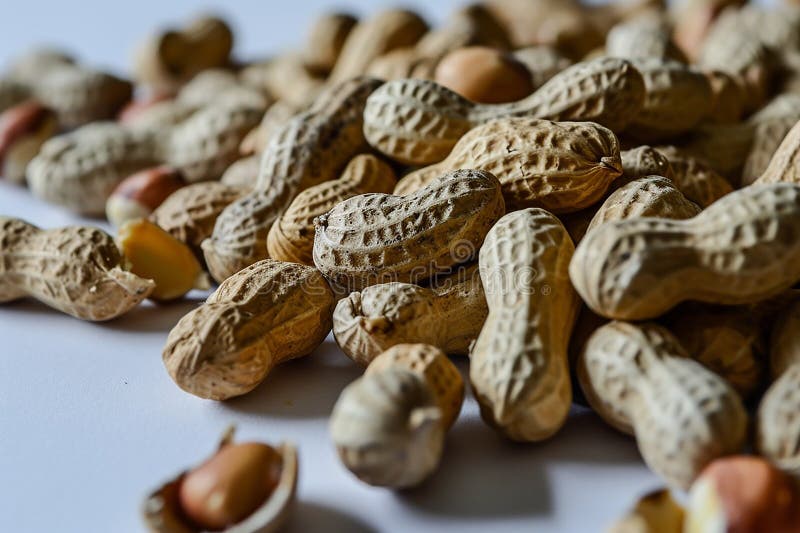 Variety of Peanut Compositions: Close-Up on White Background Stock ...
