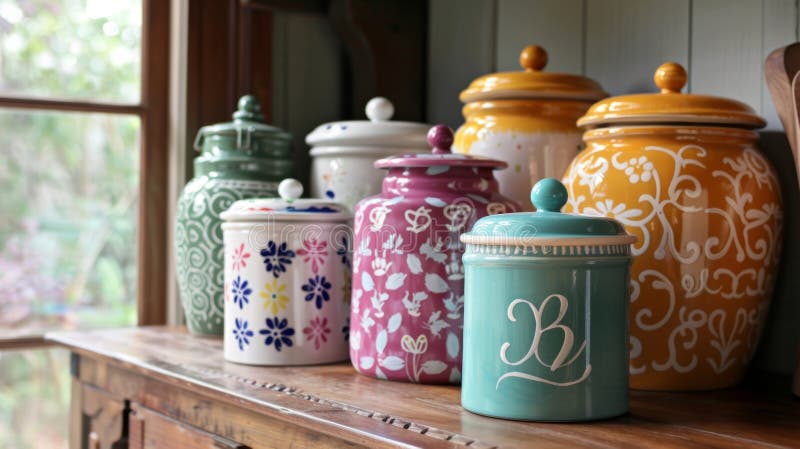 A Variety of Personalized Kitchen Canisters Each One Handpainted with a ...