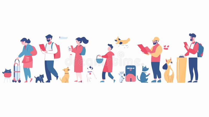 Variety of Pet Life Situations Vector Illustration Set Stock Vector ...