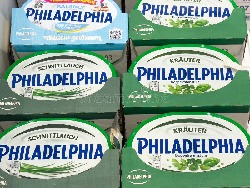 Variety of Philadelphia Cream Cheese Flavors on Display Editorial Stock ...