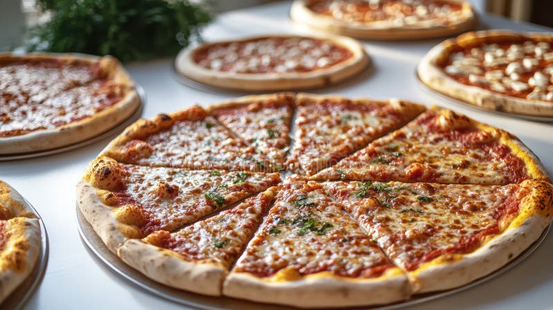 Assorted Pizzas at a Pizza Party on a White Table Stock Photo - Image ...