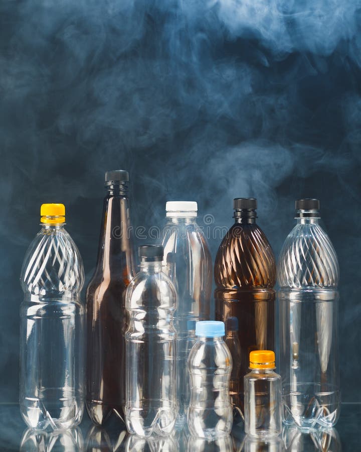 Variety of Plastic Bottles in Smoke Stock Photo - Image of clear, food ...