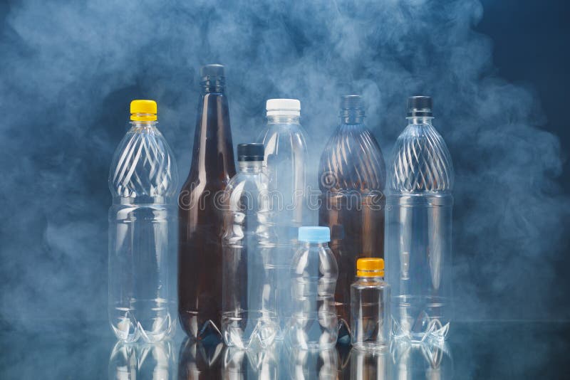 Variety of Plastic Bottles in Smoke Stock Image - Image of brown, pete ...