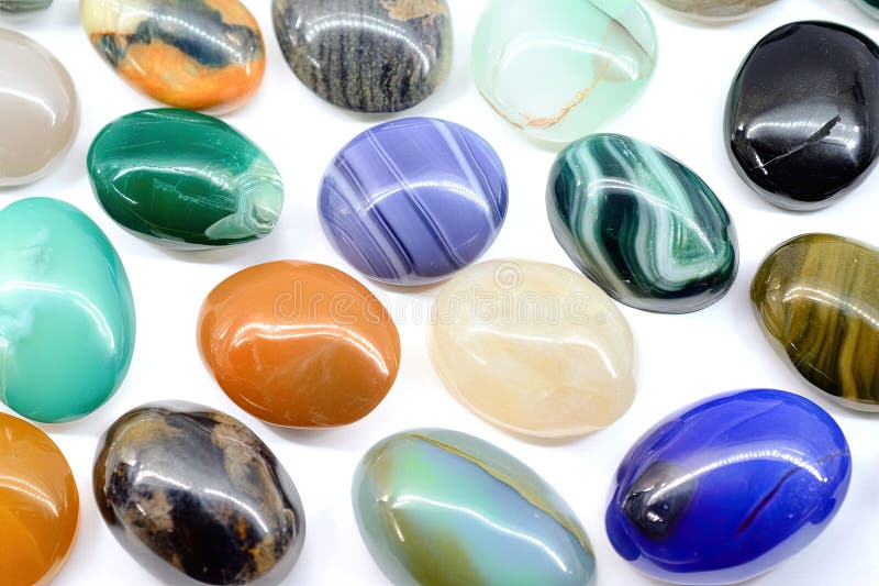 Variety of Polished Natural Cabochon Stones in Assorted Colors and ...
