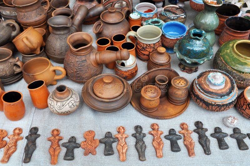 Various Pottery Made of Clay Stock Photo - Image of bowl, flowerpot ...