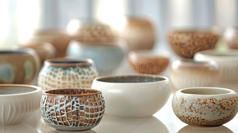 A Variety of Pottery Pieces Each with a Different Porcelain Veneer ...