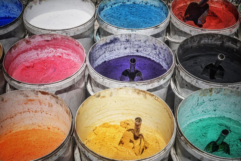Variety of powder paints stock image. Image of yellow - 97287723