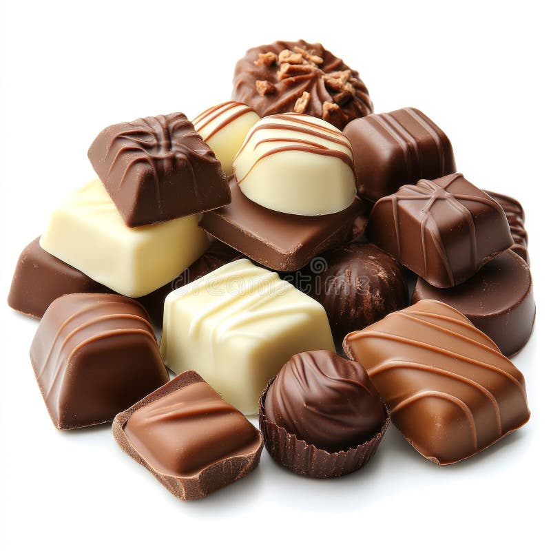A Variety of Premium Chocolate Candies on a White Background. Stock ...