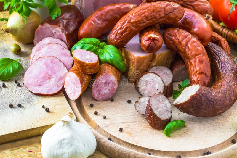Variety Processed Meat Products Vegetables Stock Photo - Image of ...