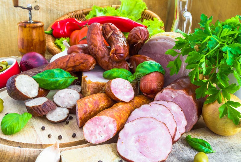 Variety Processed Meat Products Vegetables Stock Image - Image of fresh ...
