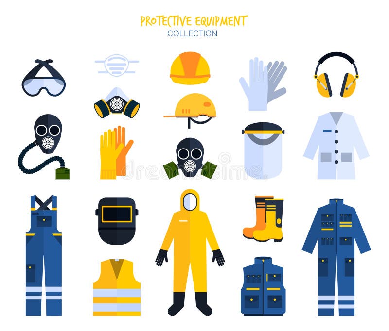 Variety of Protective Equipment Elements Stock Vector - Illustration of ...