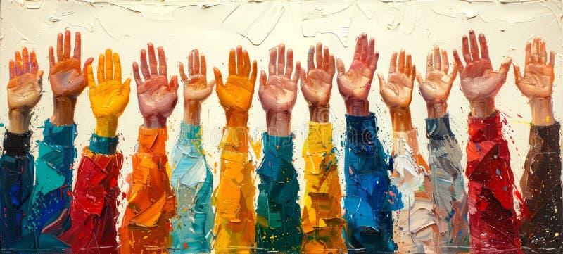 Variety of Raised Hands. Concept of Elections, Civic Duty ...